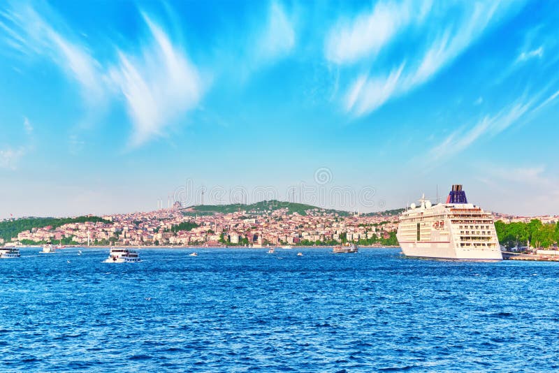 Istanbul View of the Sunset in the Rays of the Sun. Istanbul is ...