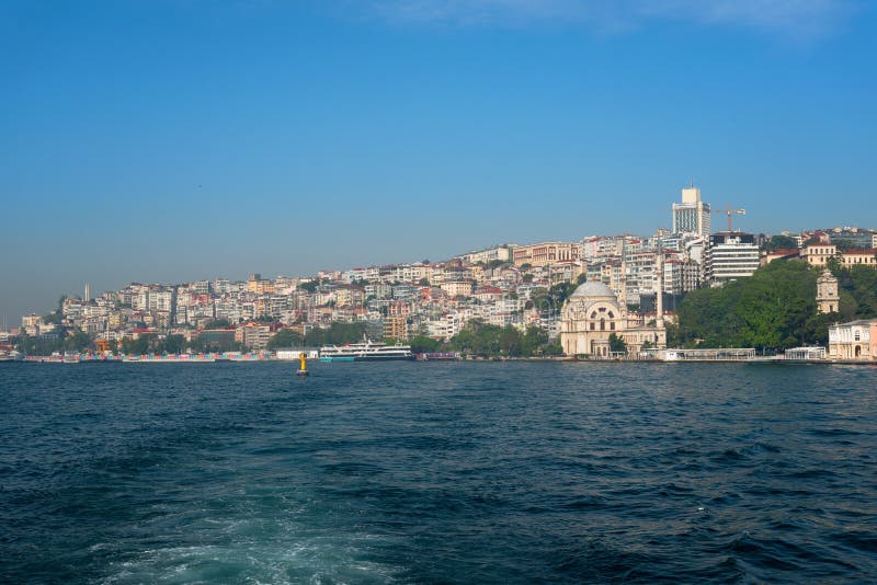 Istanbul Waterfront Panorama from the Bosphorus, City Coastline Stock ...