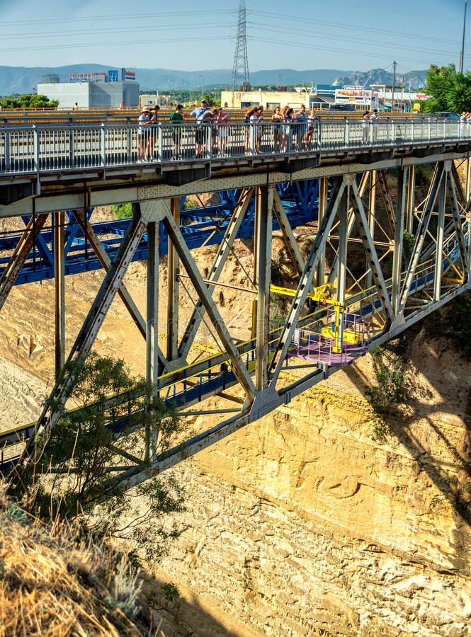The Isthmia Bridge in Corinth Editorial Stock Image - Image of outdoor ...