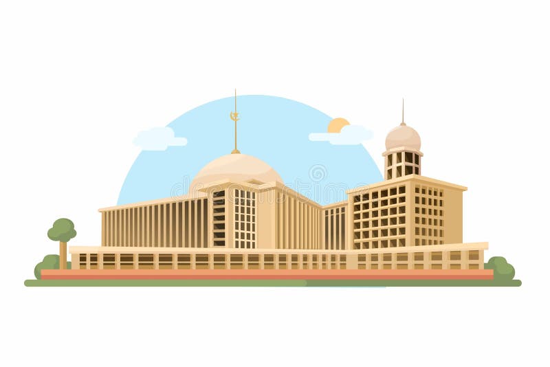 Istiqlal Mosque Indonesian Landmark Building Illustration Vector Stock ...
