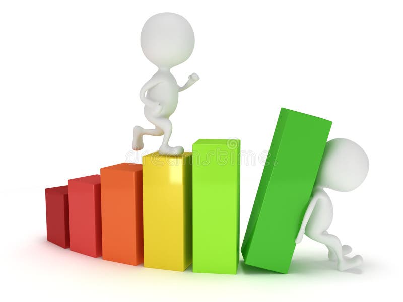 Istogramma Colorato 3D Ed Uomo Corrente Illustrazione di Stock ...