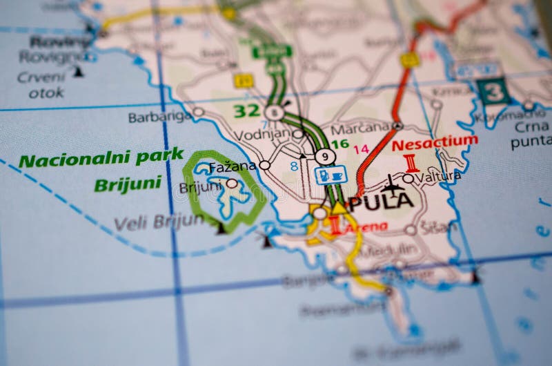 Istrian peninsula on map stock image. Image of route - 97136305