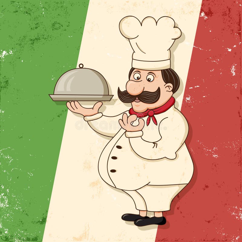 Italiaanse Chef-kok vector illustratie. Illustration of hoed - 50893549