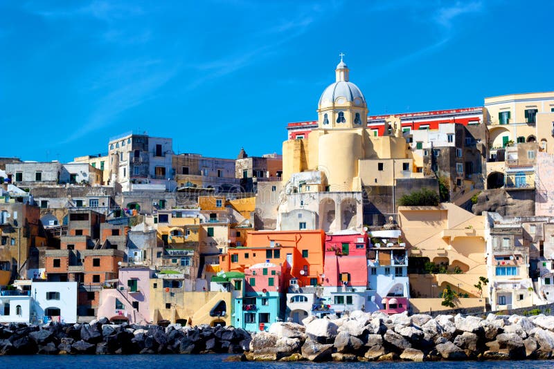 Italiaanse Overzeese Kust, Procida, Napels Stock Afbeelding - Image of ...