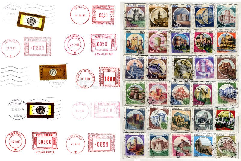 Italiaanse Poststempels, Labels En Postzegels Redactionele Fotografie ...