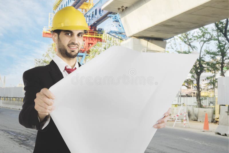 Italian Architect with Blueprint in the Construction Site Stock Photo ...