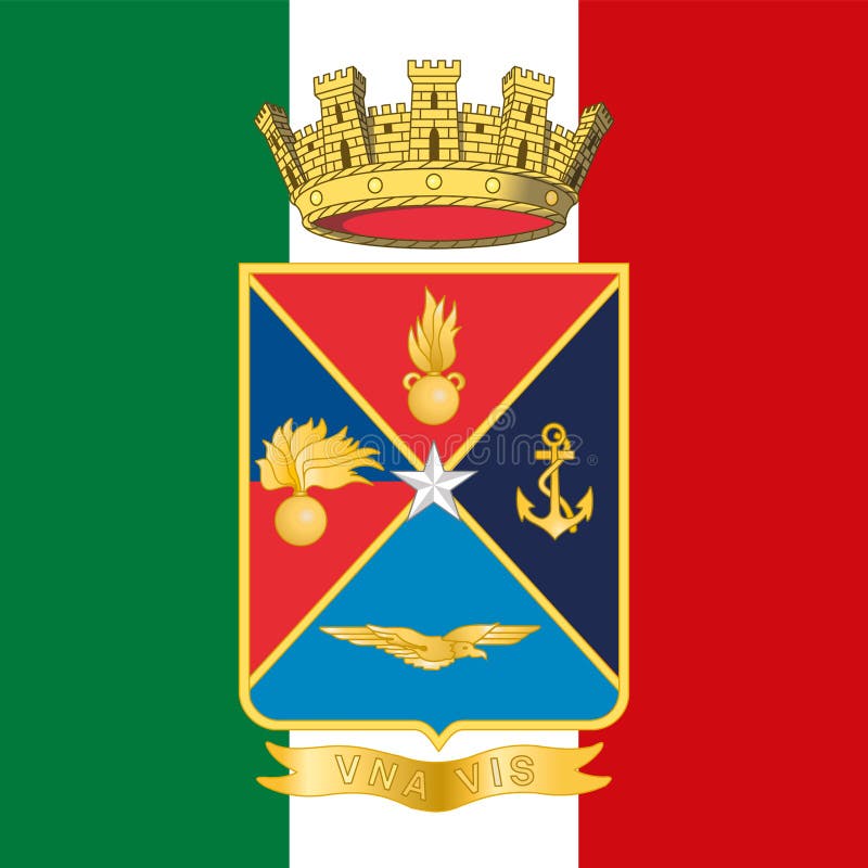 Italian Armed Forces Coat of Arms and Flag, Italy Stock Vector ...