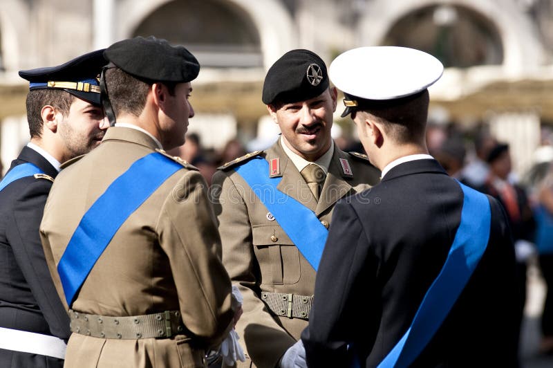 Officers of the Italian Army and Elegant Woman Editorial Stock Image ...