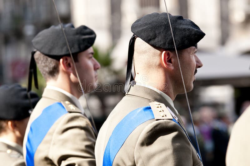 Officers of the Italian Army and Elegant Woman Editorial Stock Image ...
