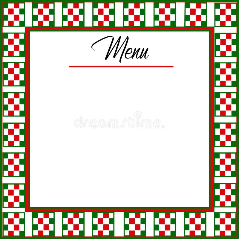Italian Background Menu with Red, Green, White Checkered Border Stock ...