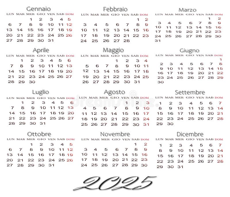 Italian box calendar stock illustration. Illustration of april - 340004679