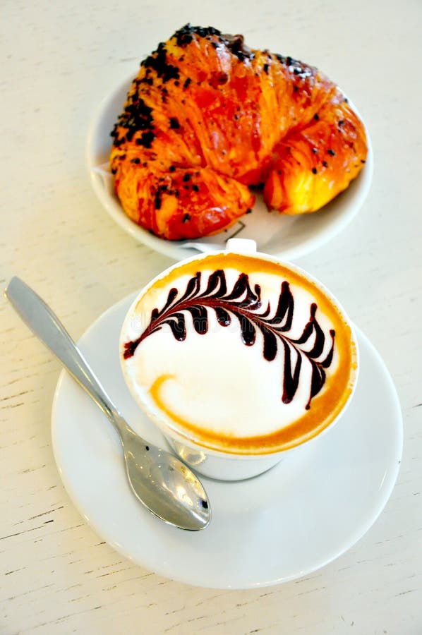 Italian Breakfast with Large Cappuccino and a Bisc Stock Image - Image ...