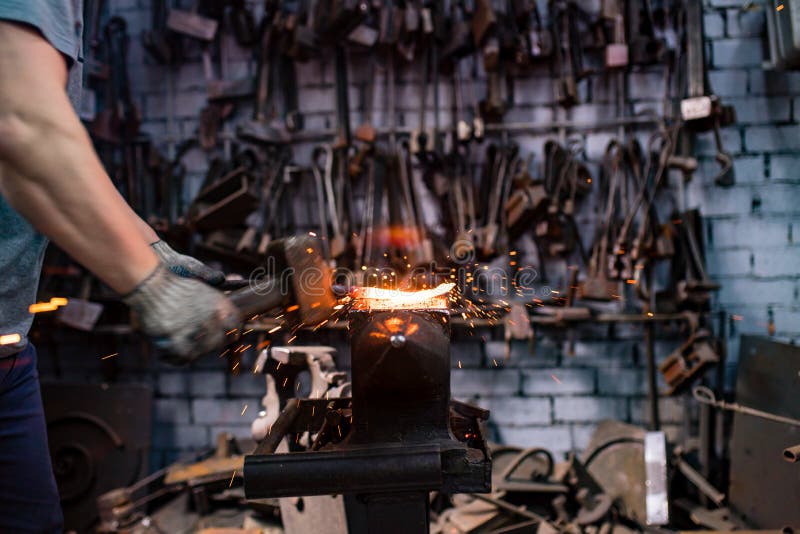 Italian Brunette Man Blacksmith Working in the Workshop Stock Photo ...