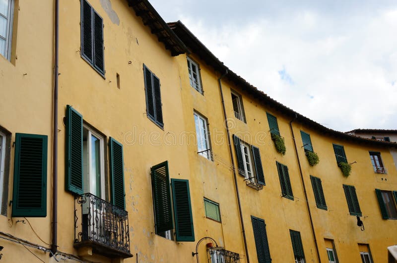 Italian buildings stock image. Image of balconies, yellow - 43639453
