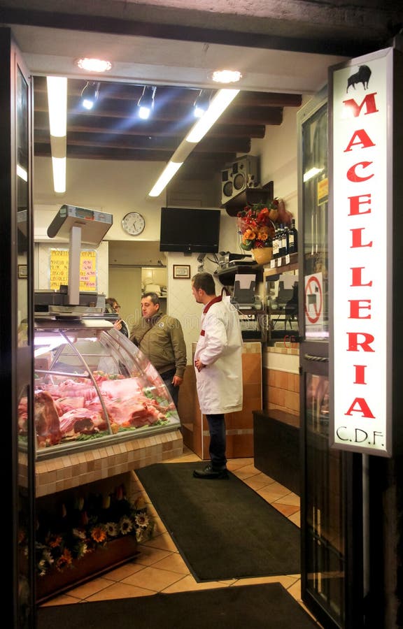 Italian butcher shop editorial photography. Image of market - 35043492
