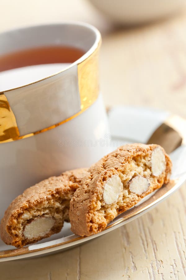 Italian Cantuccini Cookies with Tea Stock Image - Image of ethnicity ...
