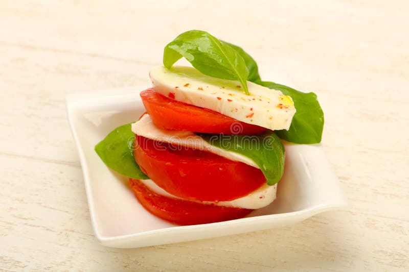 Caprese Salad with Fresh Basil Stock Image - Image of mediterranean ...
