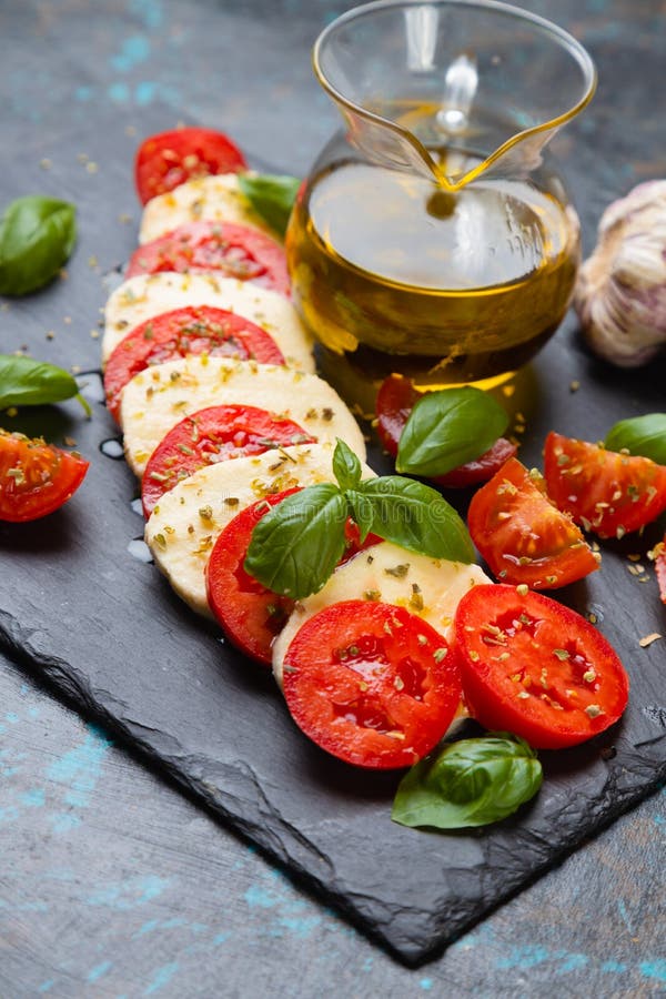 Italian Caprese Salad with Mozzarella Cheese Stock Photo - Image of ...