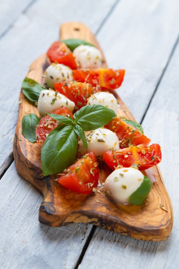 Italian Caprese Salad with Mozzarella Cheese Stock Photo - Image of ...