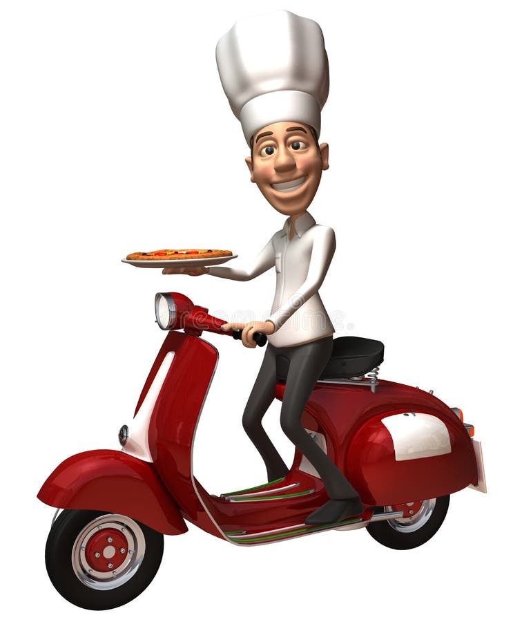 Italian chef with a pizza stock illustration. Illustration of meat ...