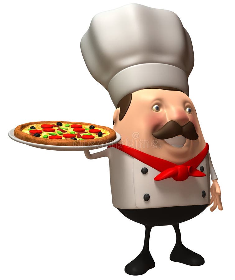 Italian chef with a pizza stock illustration. Illustration of chef ...