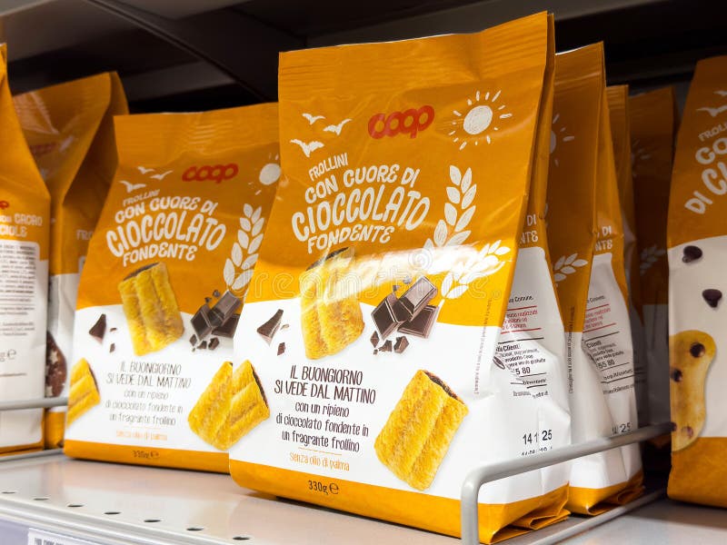 Italian Chocolate-filled Cookies on Store Shelf Editorial Image - Image ...
