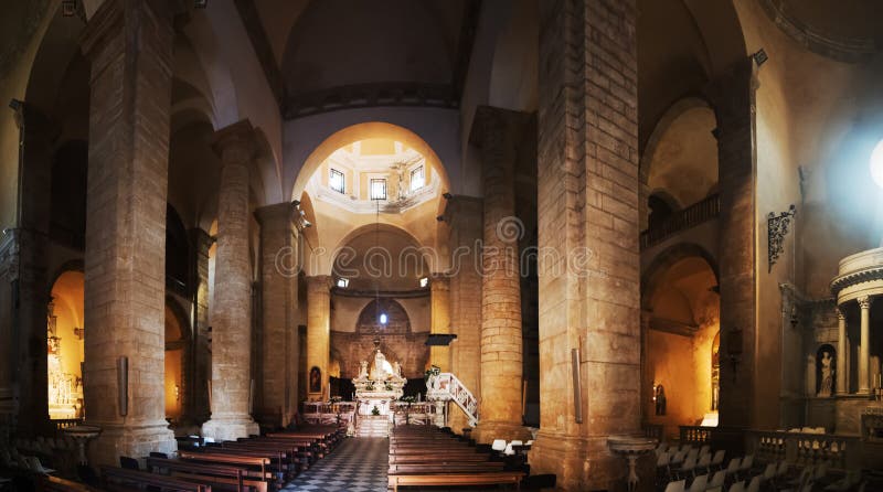 Italian church interior stock image. Image of aisle, fixtures - 70336351