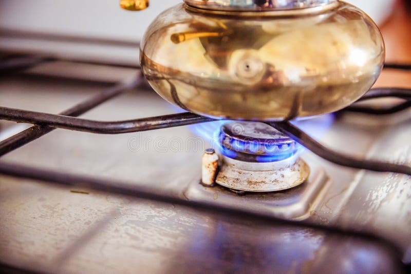 Italian Coffe Cooker on Gas Stove, Breakfast Stock Photo - Image of ...