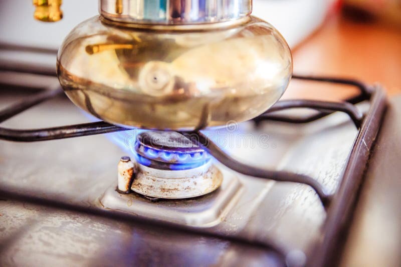 Italian Coffe Cooker on Gas Stove, Breakfast Stock Photo - Image of ...