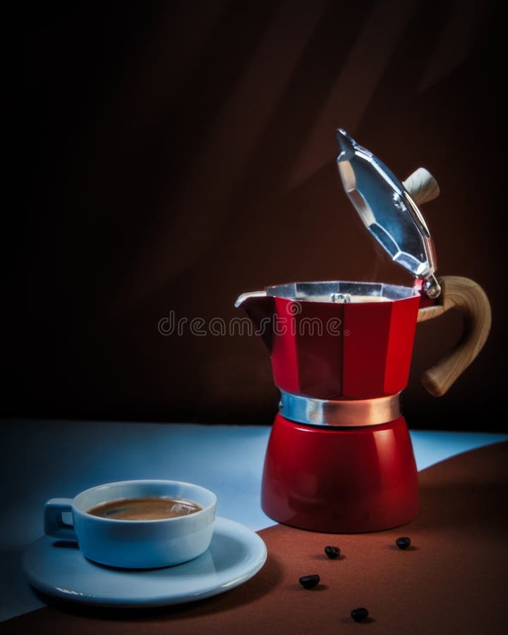 Italian Coffeemaker Espresso Machine, with Fresh Coffee Beans Stock ...