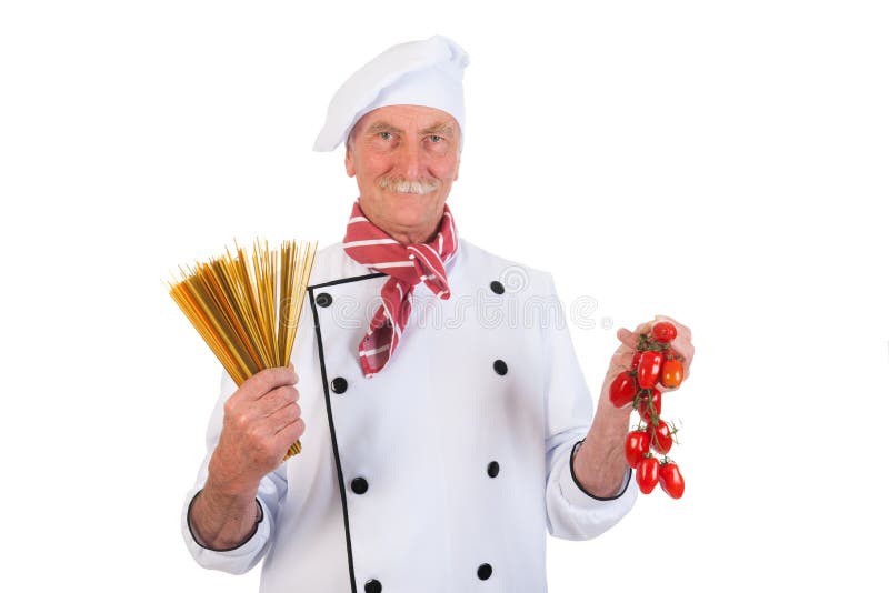 Italian Cook with Pasta and Tomatoes Stock Photo - Image of food ...