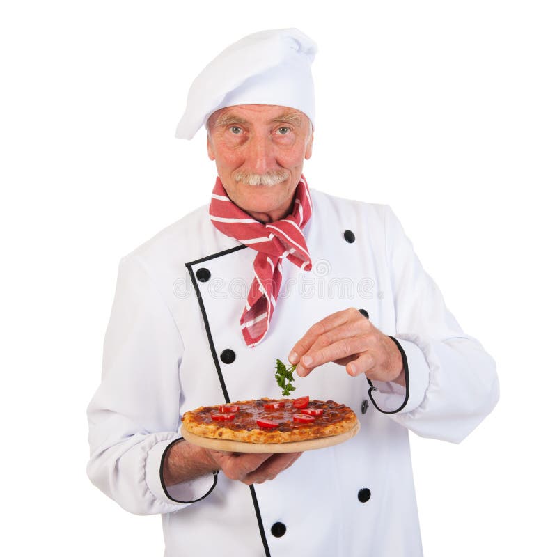 Italian cook with pizza stock photo. Image of parsley - 32873702