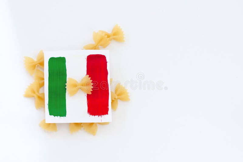 Italian Cookery, Pasta Colours of a Flag on White Background. Stock ...