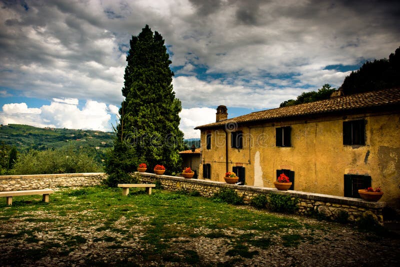 Italian Countryside with Old Building and Graden Stock Image - Image of ...
