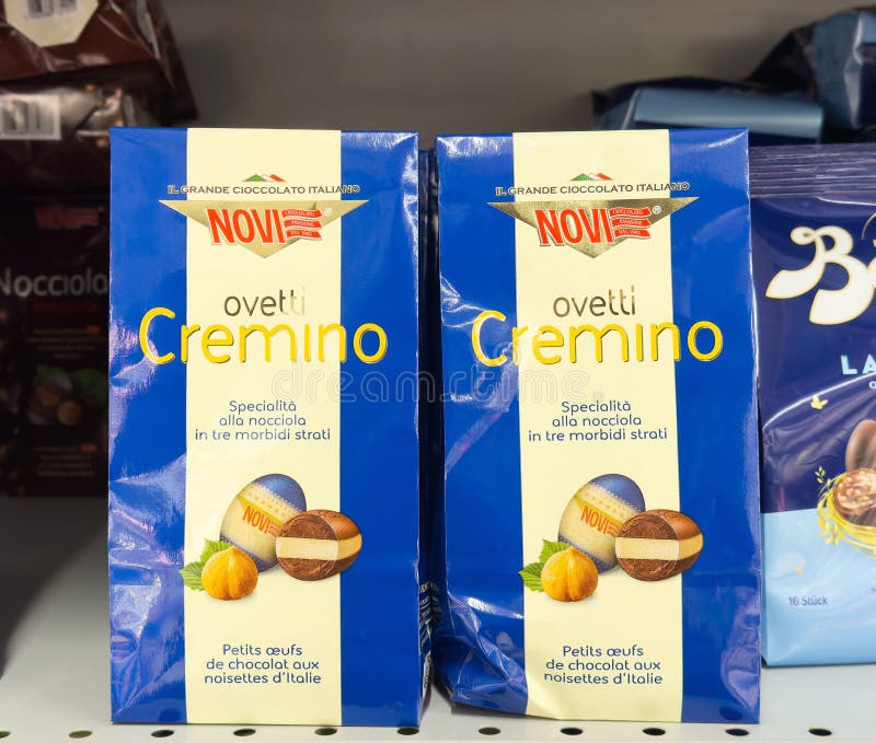Italian Cremino Chocolate Hazelnut Eggs on Store Shelf Editorial ...