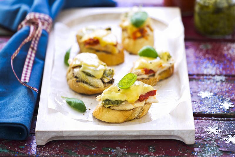 Italian Crostini with Chicken Stock Photo - Image of roasted, italian ...