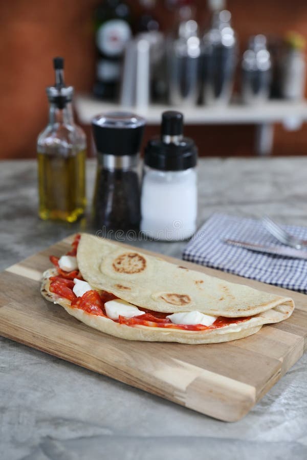 Italian Cuisine , Piadina with Italian Ham and Cheese Stock Photo ...