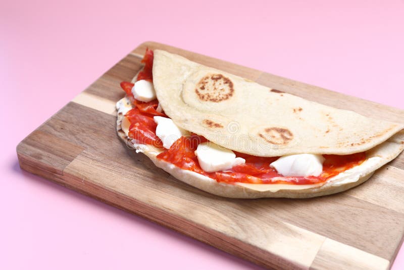 Italian Cuisine , Piadina with Italian Ham and Cheese in Closeup Stock ...