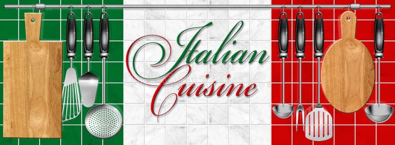 Italian Cuisine Set Kitchen Utensils Stock Illustration - Illustration ...