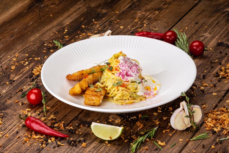 Italian Delicious Pasta with Cod Fish Stock Photo - Image of italian ...