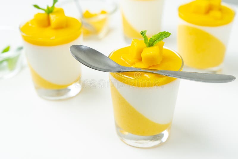 Italian Dessert Mango Panna Cotta Stock Image - Image of closeup ...