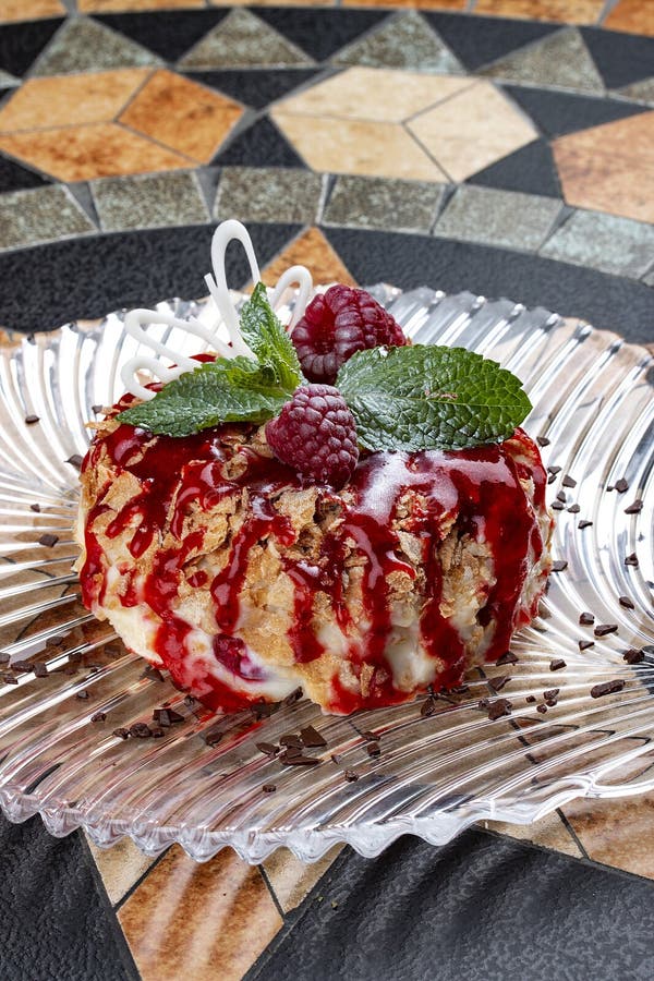 Italian Dessert with Raspberry and Mascarpone Cream Stock Photo - Image ...