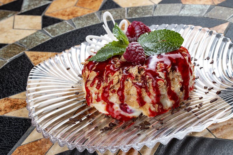 Italian Dessert with Raspberry and Mascarpone Cream Stock Photo - Image ...