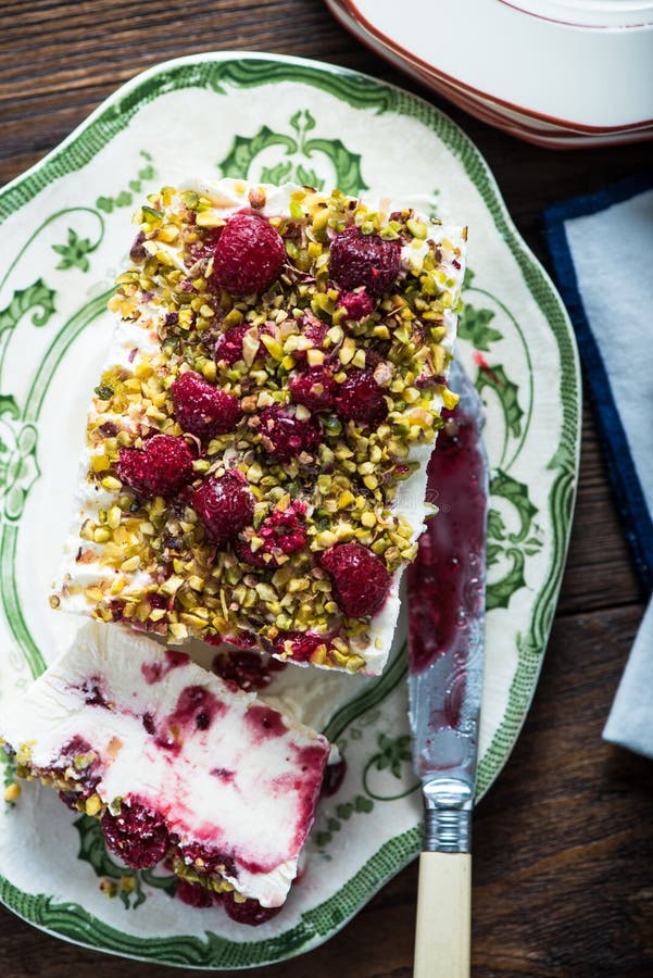 Italian Dessert, Semifreddo with Fresh Raspberry Stock Photo - Image of ...