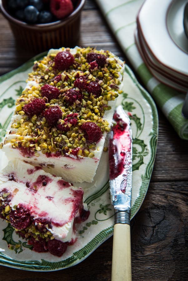 Semifreddo with Raspberry and Pistachios Stock Image - Image of cuisine ...
