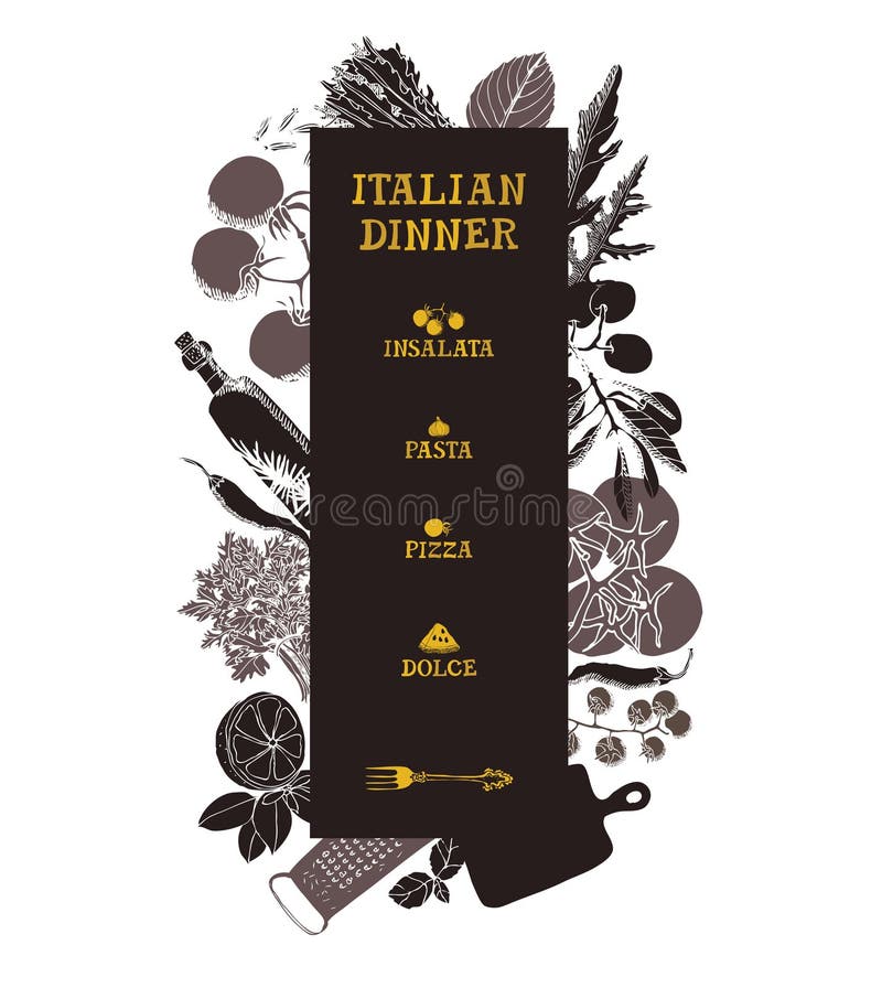 Italian Dinner Menu Hand Drawing Illustration Stock Vector ...
