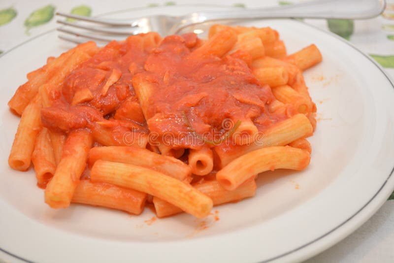 Italian Dish Pasta with Tuna Fish Stock Photo - Image of dish, fish ...