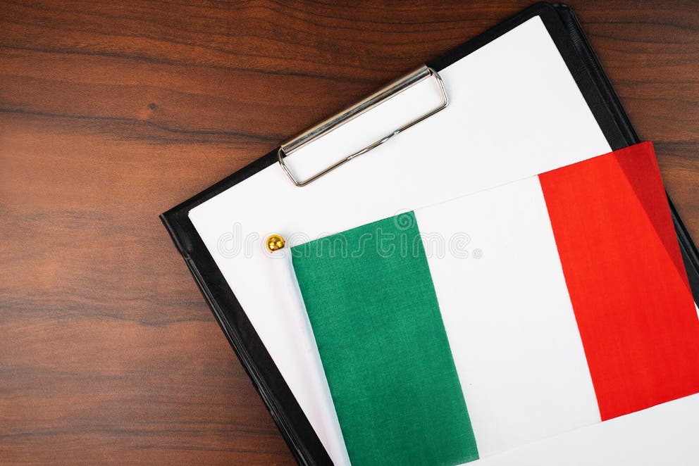 Italian Document, Mockup for Text on Clipboard, White Sheet of Paper in ...