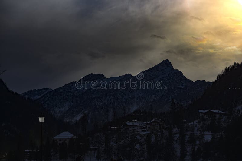 Italian Dolomites Mountains during Sunset Stock Photo - Image of italy ...