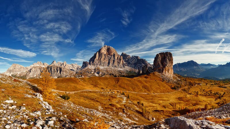 Italian Dolomiti - Panoramic View of Mountains Stock Photo - Image of ...